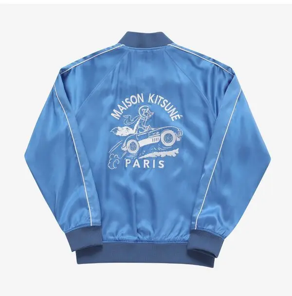 Maison Kitsuné Embroidered Satin Bomber Jacket