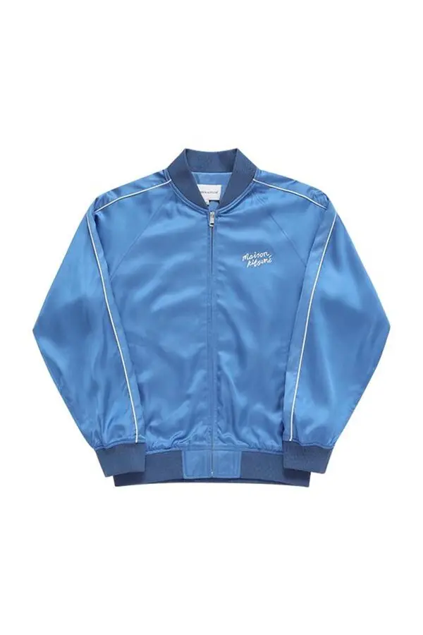 Maison Kitsuné Embroidered Satin Bomber Jacket