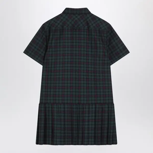Miu Miu Pleated Plaid Mini Dress
