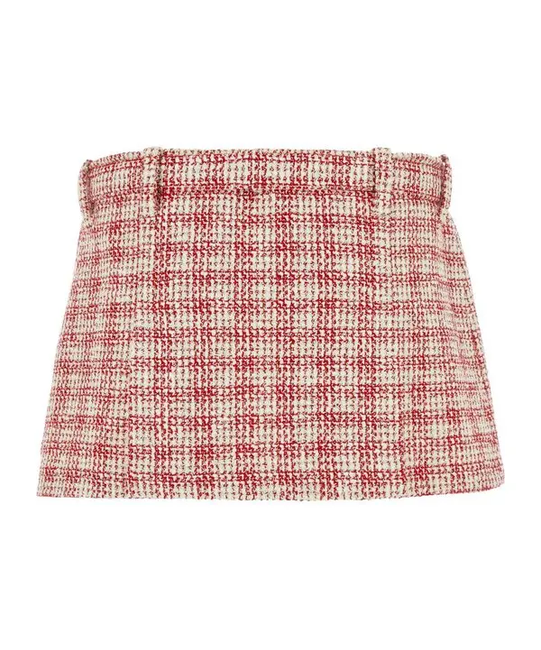 Miu Miu Belted A-line Tweed Miniskirt