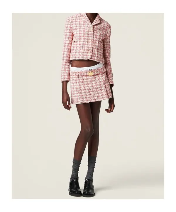 Miu Miu Belted A-line Tweed Miniskirt