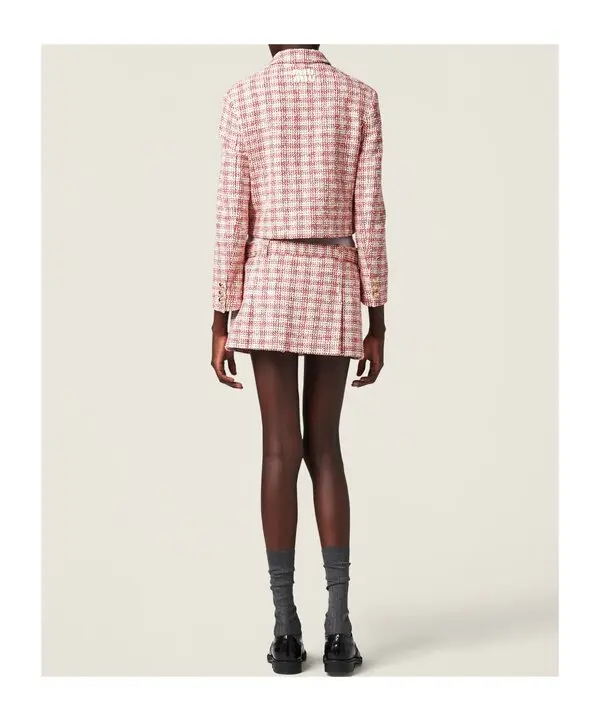 Miu Miu Belted A-line Tweed Miniskirt