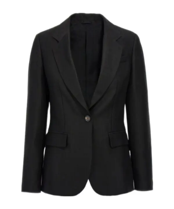 Brunello Cucinelli Monili Detailed Single-breasted Blazer - Black