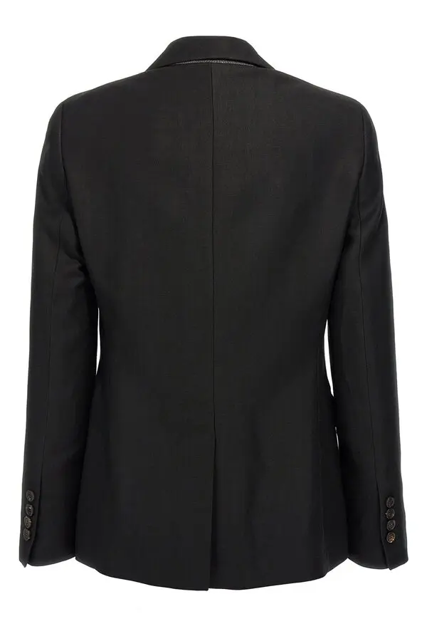 Brunello Cucinelli Monili Detailed Single-breasted Blazer - Black