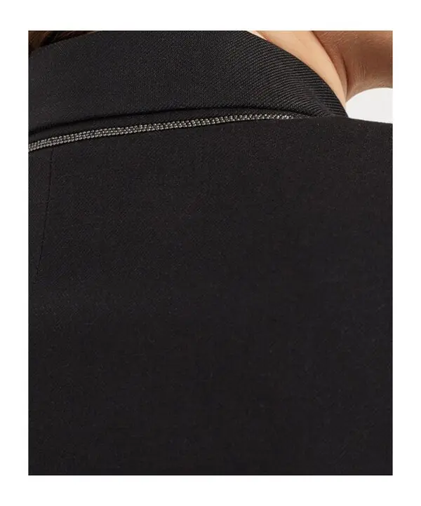 Brunello Cucinelli Monili Detailed Single-breasted Blazer - Black
