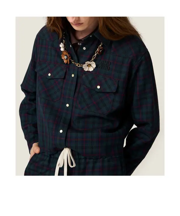 Miu Miu Checked Long Sleeve Shirt