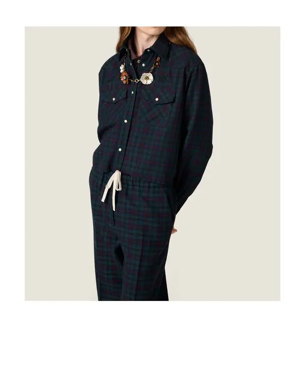 Miu Miu Checked Long Sleeve Shirt