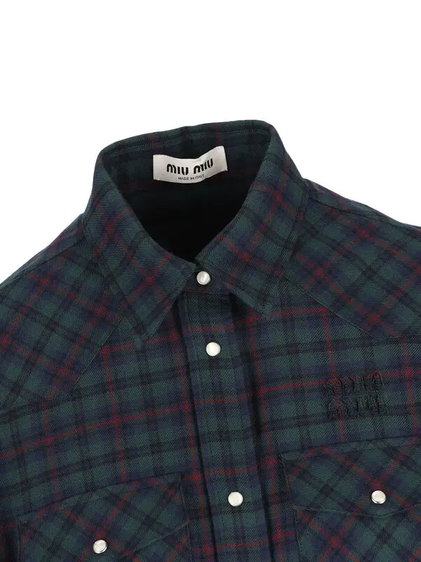 Miu Miu Checked Long Sleeve Shirt