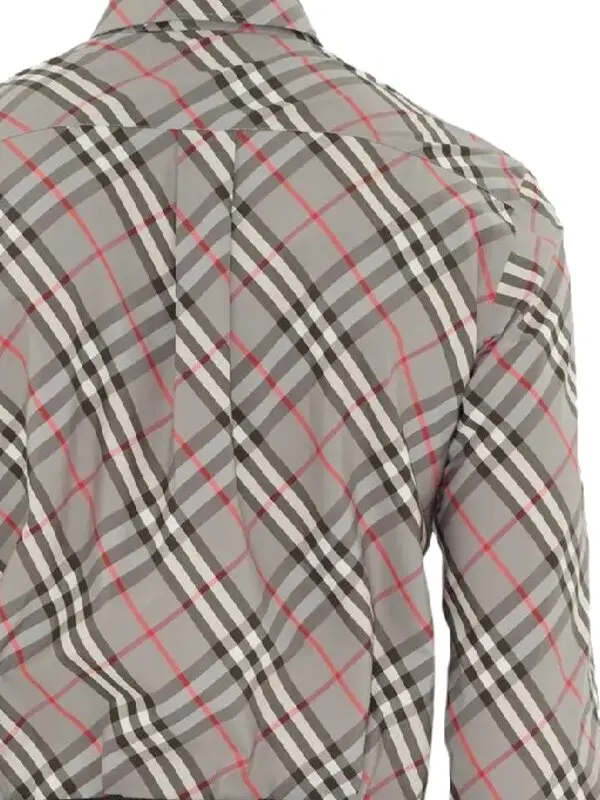 Burberry Long Sleeved Checked Shirt - Gray