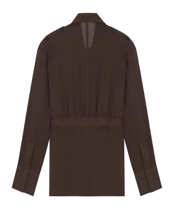 Saint Laurent Saharienne Belted Long-sleeved Dress - Brown