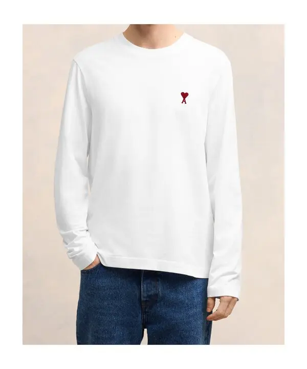 Ami Long Sleeve T-shirt With Logo - White