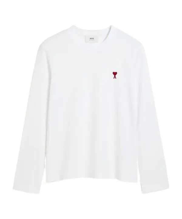 AMI Paris De Coeur Long Sleeve T-shirt - White