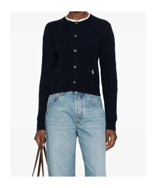 SPORTY  RICH Sporty & Rich Cable Knit Buttoned Cardigan
