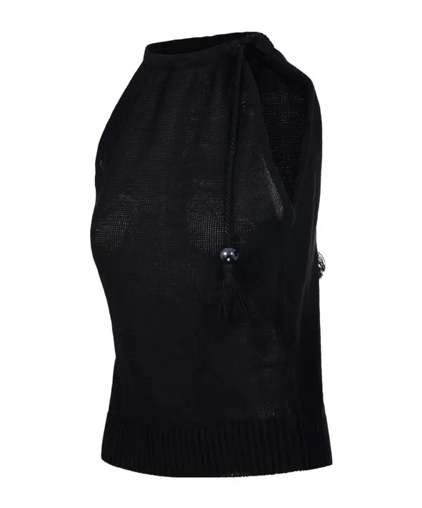 Max Mara Sleeveless Knitted Top With Tassel Detail
