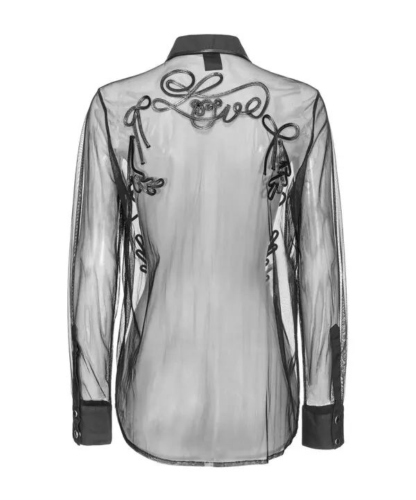 Pinko Semi-sheer Embroidered Buttoned Shirt