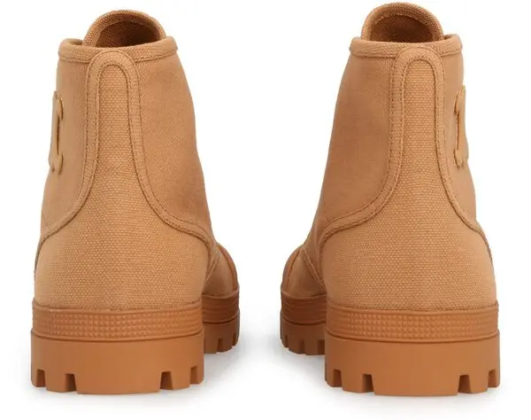 Celine Patapans Lace-up Boots In Canvas