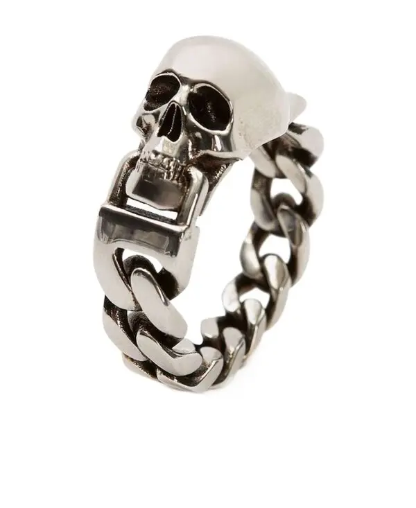 Alexander McQueen Skull Chain Ring - Multicolor