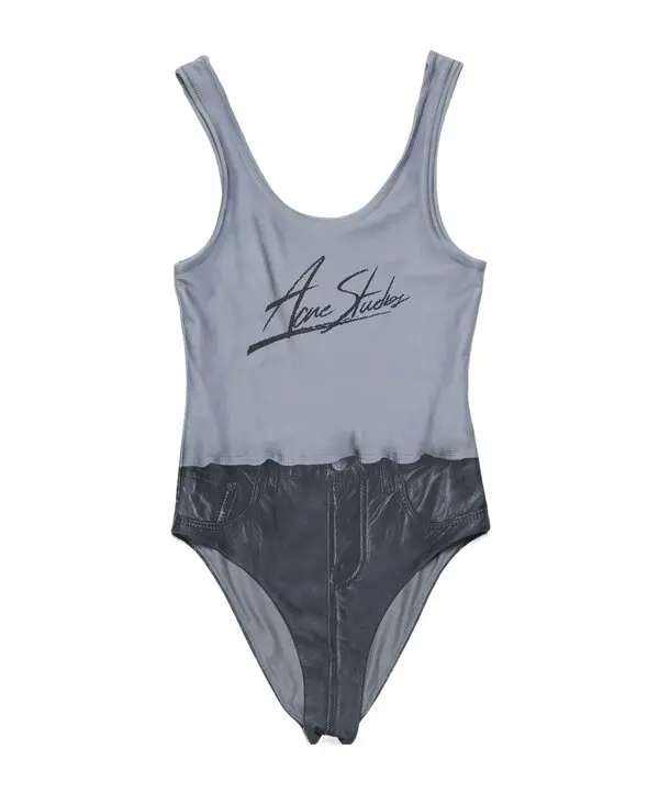 Acne Studios One-piece Swimsuit With Optical Illusion And Logo