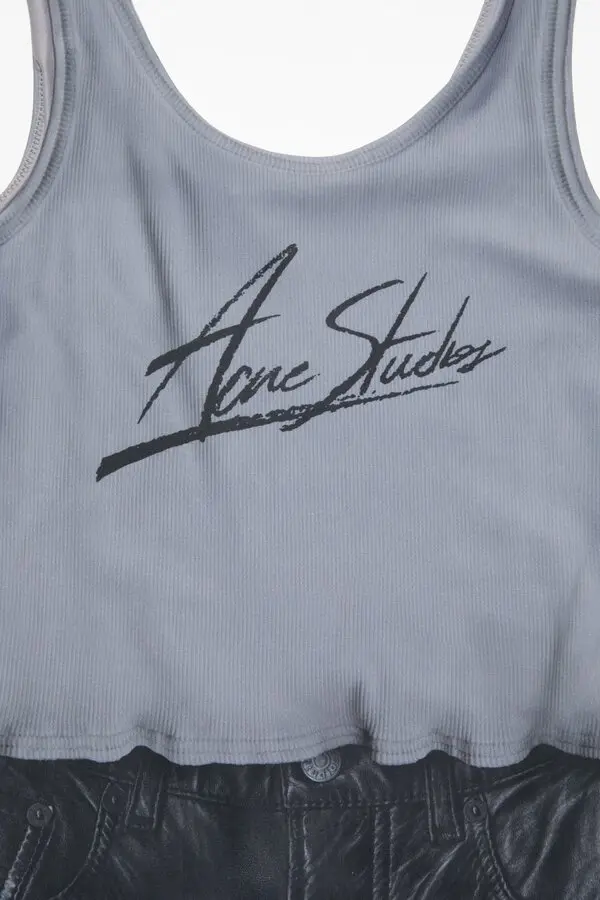 Acne Studios One-piece Swimsuit With Optical Illusion And Logo