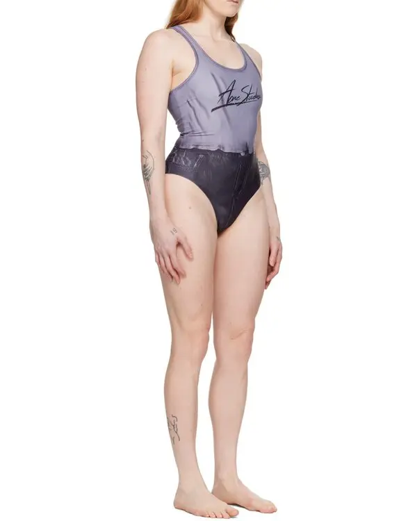 Acne Studios One-piece Swimsuit With Optical Illusion And Logo
