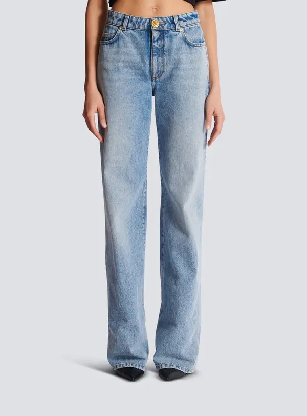 Balmain Logo Patch Straight-leg Jeans