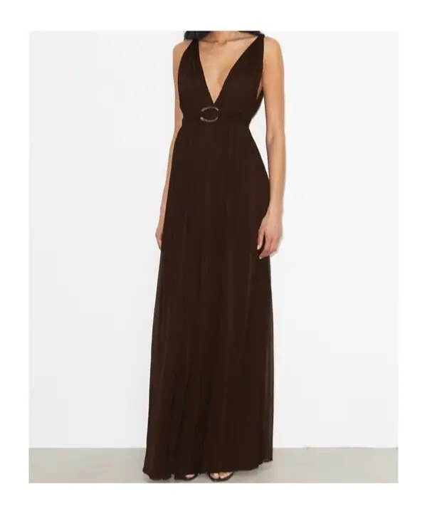 Tory Burch V-neck Viscose Maxi Dress - Dark Cocoa