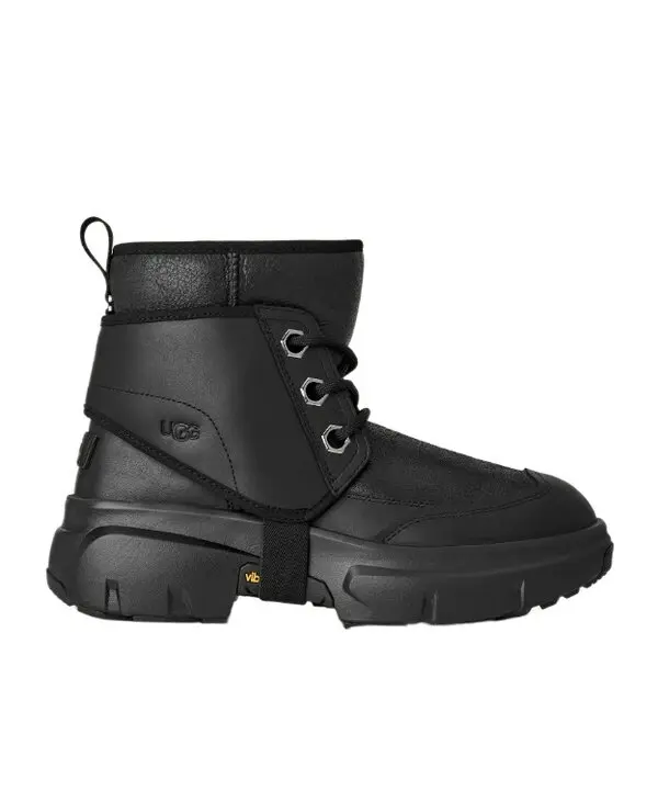 UGG Round Toe Platform Ankle Boots With Pull-tab Detail - Black