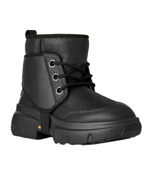 UGG Round Toe Platform Ankle Boots With Pull-tab Detail - Black