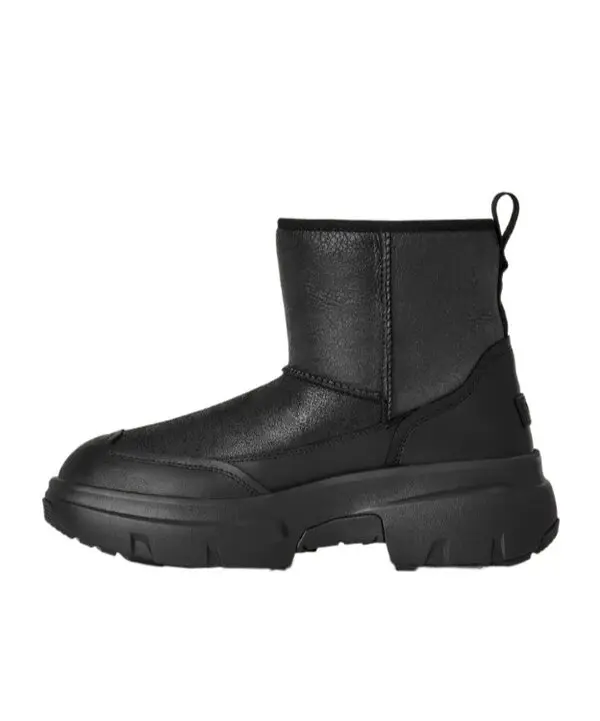 UGG Round Toe Platform Ankle Boots With Pull-tab Detail - Black