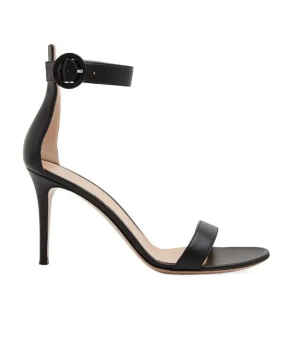 GIANVITO ROSSI Portofino Buckle Heeled Sandals - Black
