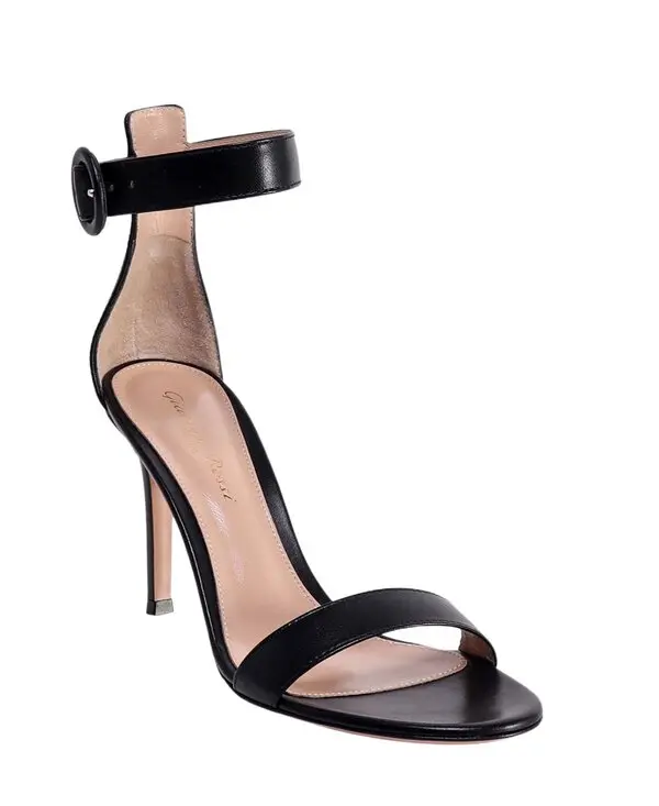 GIANVITO ROSSI Portofino Buckle Heeled Sandals - Black