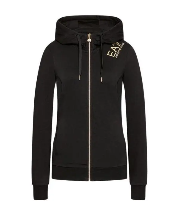Emporio Armani Logo Zip-up Hooded Jacket - Black