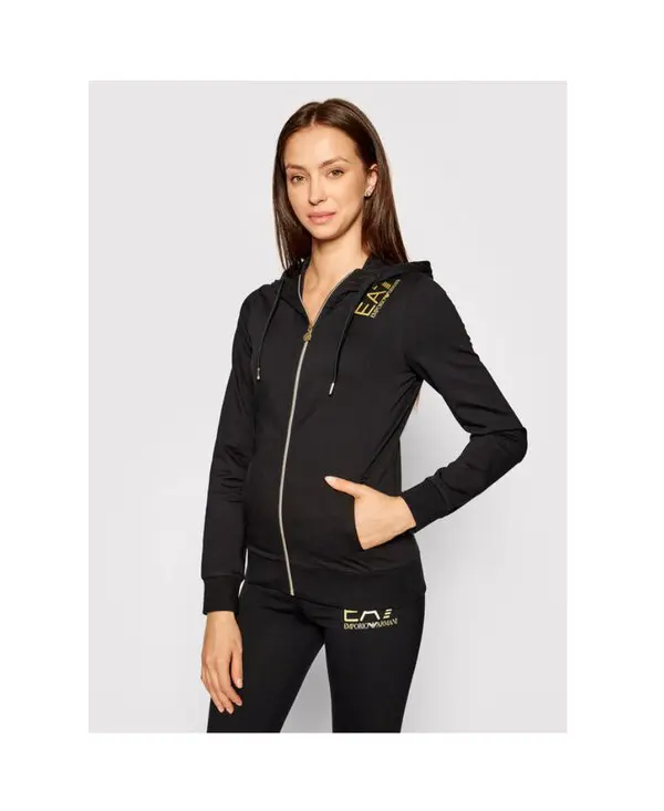 Emporio Armani Logo Zip-up Hooded Jacket - Black
