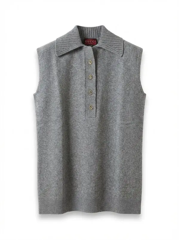 Gucci Sleeveless Knit Mini Dress With Mandarin Collar