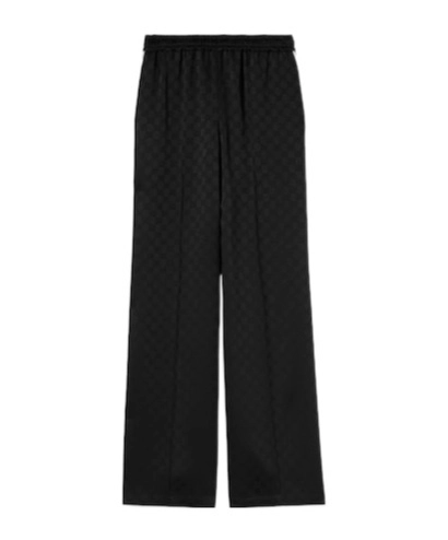 Gucci Gg Jacquard Monogram Elastic Waistband Pants - Black