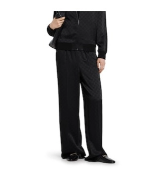Gucci Gg Jacquard Monogram Elastic Waistband Pants - Black