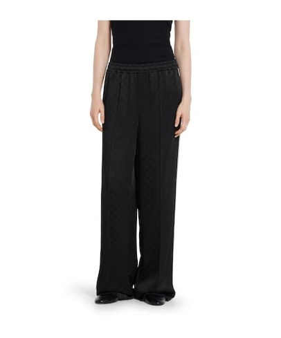 Gucci Gg Jacquard Monogram Elastic Waistband Pants - Black
