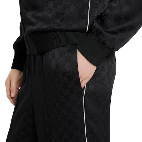 Gucci Gg Jacquard Monogram Elastic Waistband Pants - Black