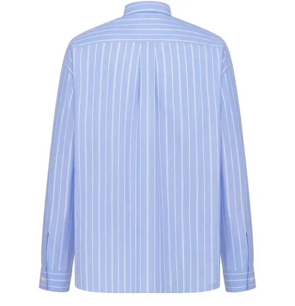 Dior Logo Embroidered Striped Long-sleeved Shirt