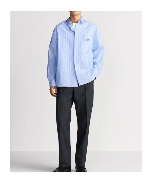 Dior Logo Embroidered Striped Long-sleeved Shirt