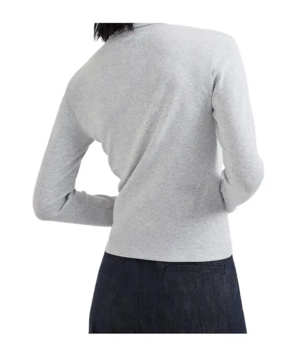 Brunello Cucinelli Long Sleeve V-neck Ribbed Jersey Top