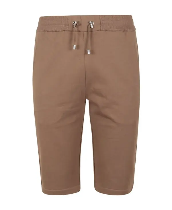 Balmain Cotton Shorts With Flocked Logo - Brown