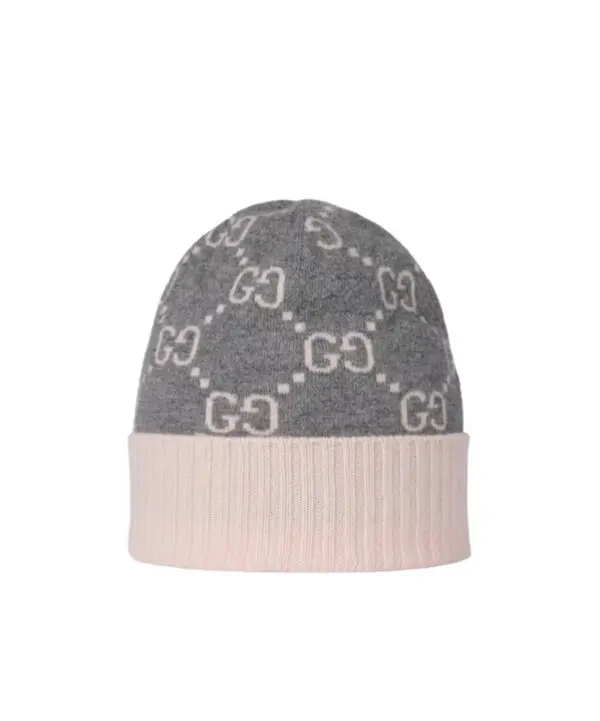 Gucci Logo Intarsia Knit Beanie - Gray
