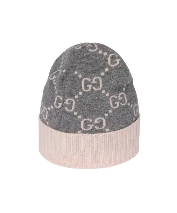 Gucci Logo Intarsia Knit Beanie - Gray