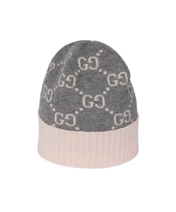 Gucci Logo Intarsia Knit Beanie - Gray