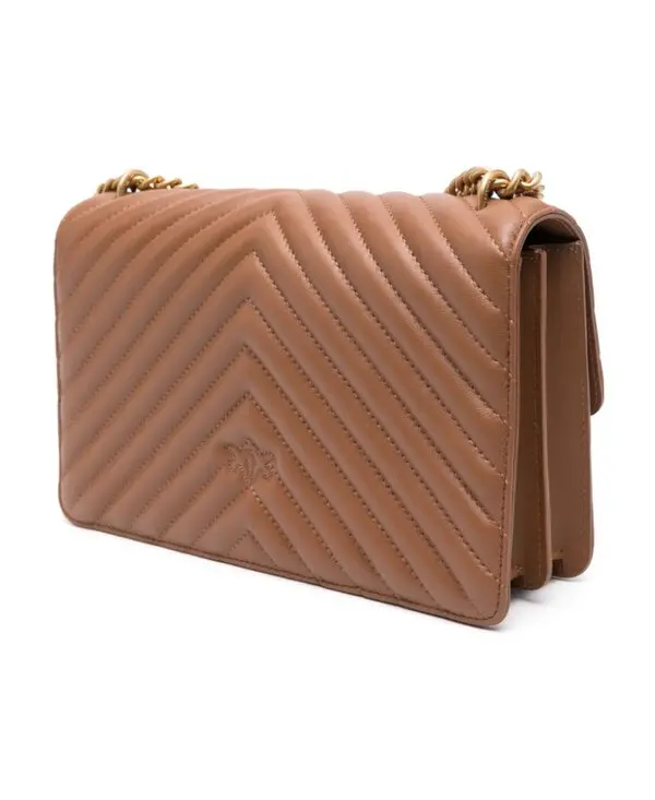 Pinko V-shaped Quilted Shoulder Bag - Brown