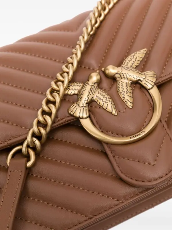 Pinko V-shaped Quilted Shoulder Bag - Brown