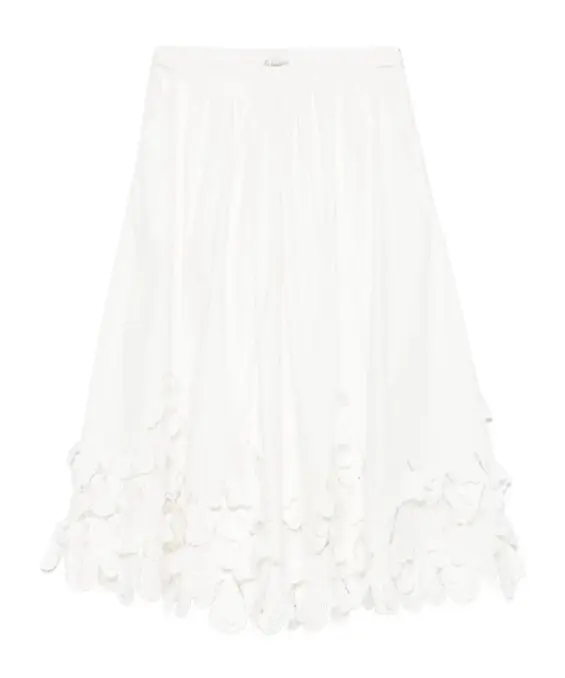 FORTE_FORTE Midi Skirt With Floral Appliqu