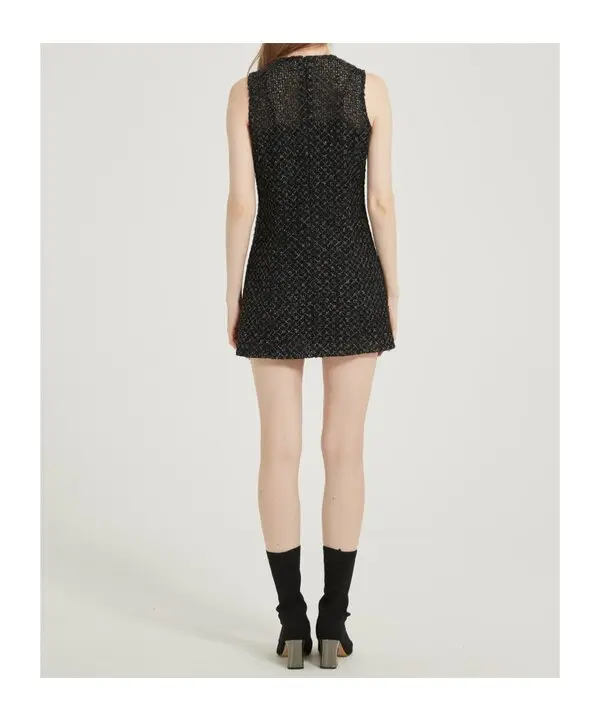 Marissa Chiara Sleeveless Checkered Dress With Button Detail