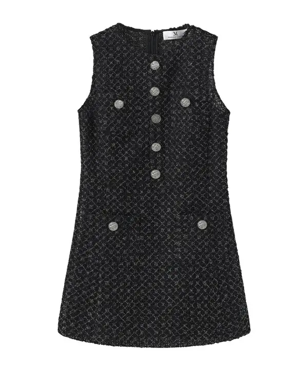 Marissa Chiara Sleeveless Checkered Dress With Button Detail